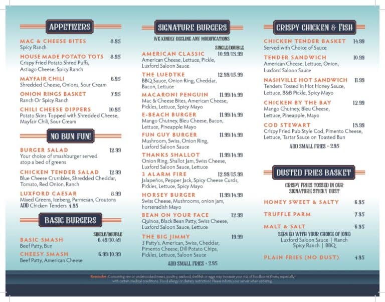Menus – Mayfair Burger Bar